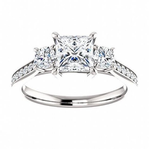 Jewelry | 19 Carats 3 Stone Princess Center Diamond Engage | Poshmark
